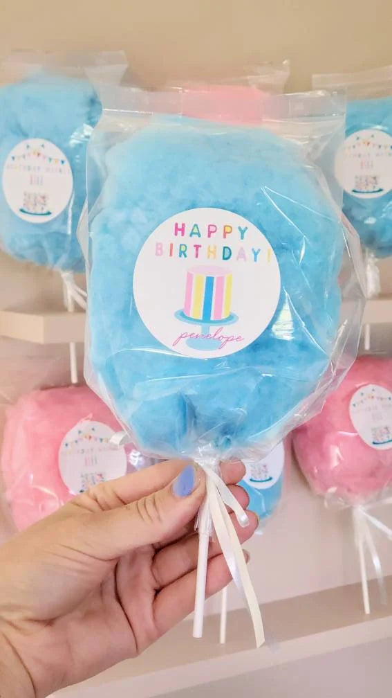 Happy Birthday Cotton Candy on a Stick – Single Flavor Party Favor | S ...